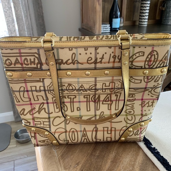 Coach | Bags | Authentic Coach Large Purse With Gold Accents | Poshmark